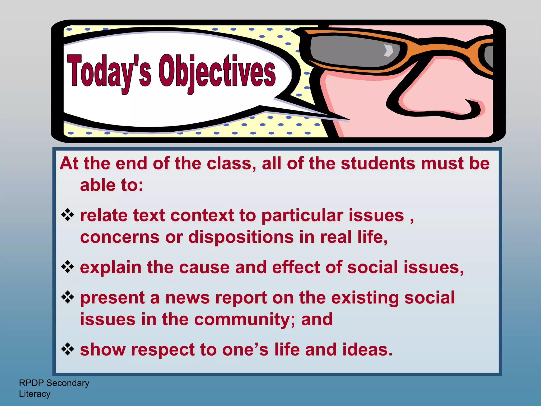 relating text content to social issues_1.ppt