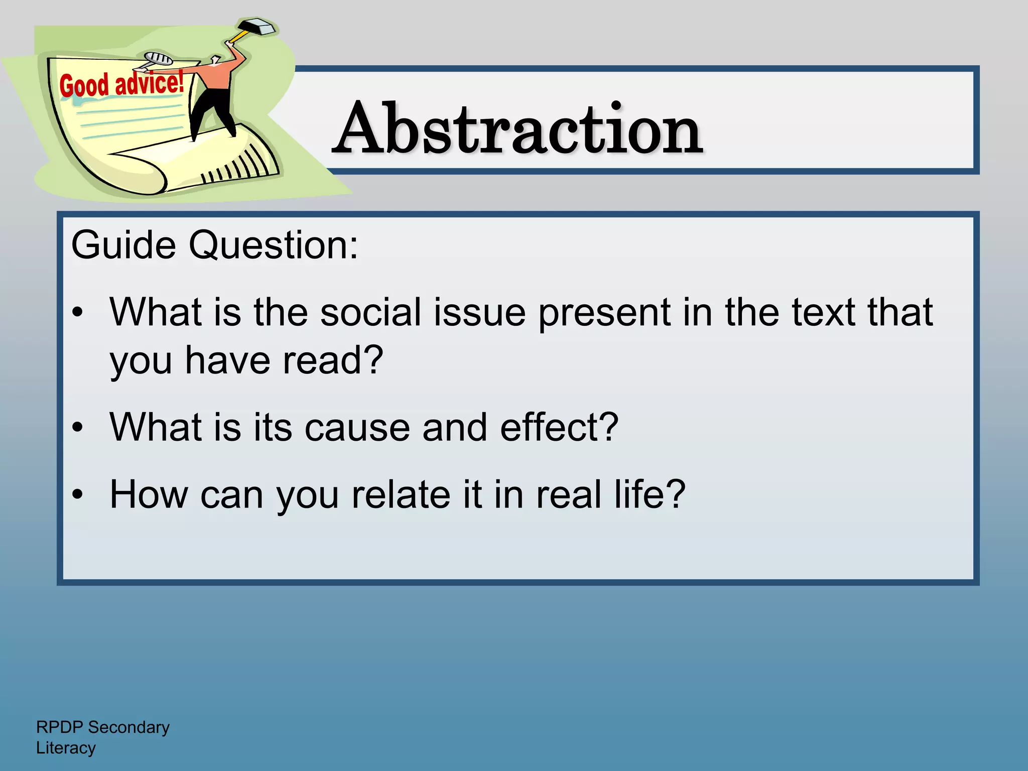 relating text content to social issues_1.ppt