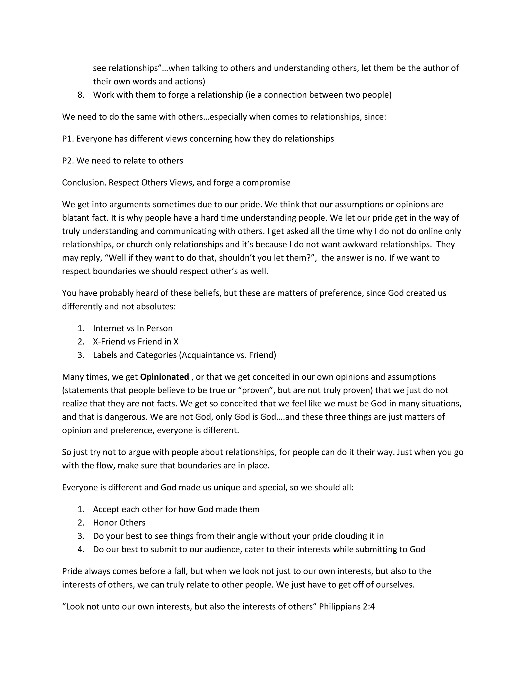 Relating with others-Letting Go of Pride | DOCX