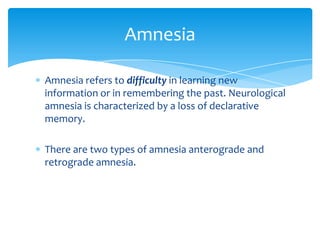 Relational learning and amnesia | PPT