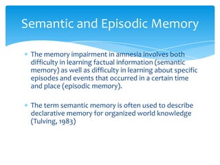 Relational learning and amnesia | PPT