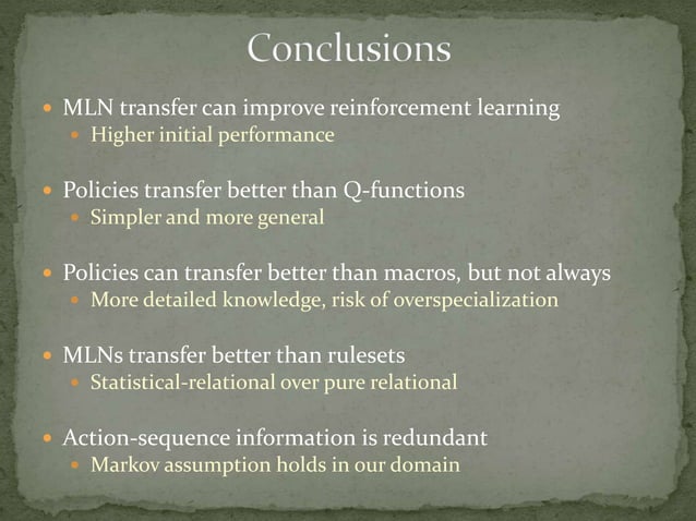 Relational Transfer In Reinforcement Learning Ppt