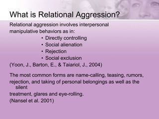 Relational Aggression Presentation By Dave Krasky | PPTX