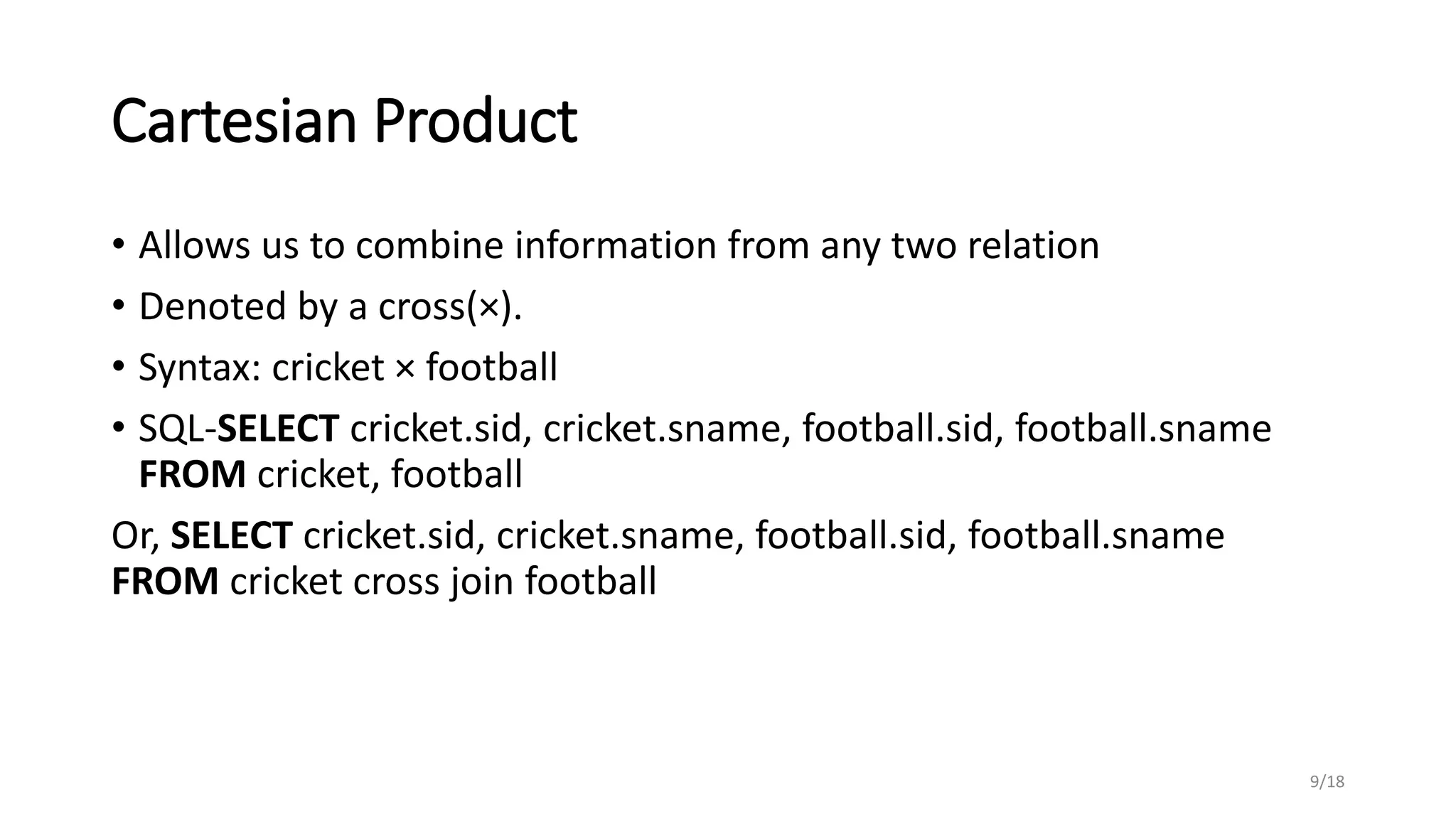 Relational algebra in DBMS | PPTX