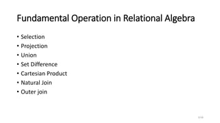 Relational algebra in DBMS | PPTX