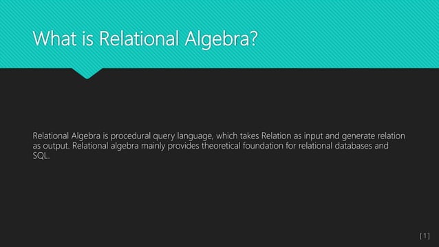 A simple presentation on Relational Algebra | PPTX