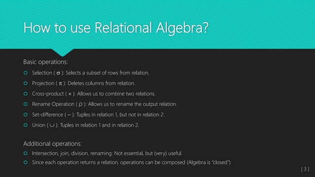 A simple presentation on Relational Algebra | PPTX