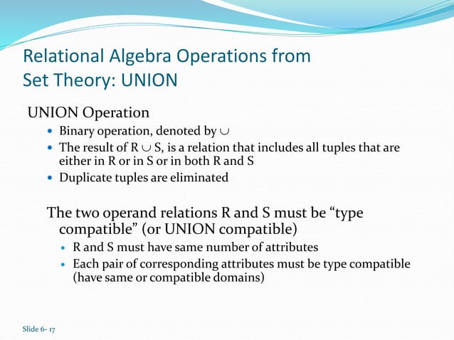 Relational Algebra.pptx for Module four | PPTX | Databases | Computer Software and Applications