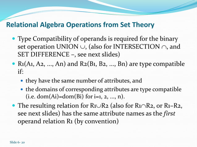 Relational Algebra.pptx for Module four | PPTX | Databases | Computer Software and Applications
