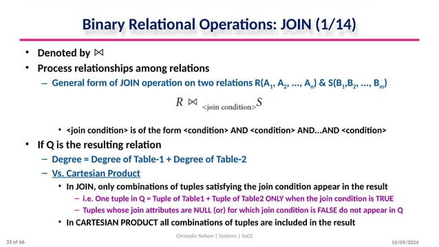 Relational Algebra in Database Management System | PPTX