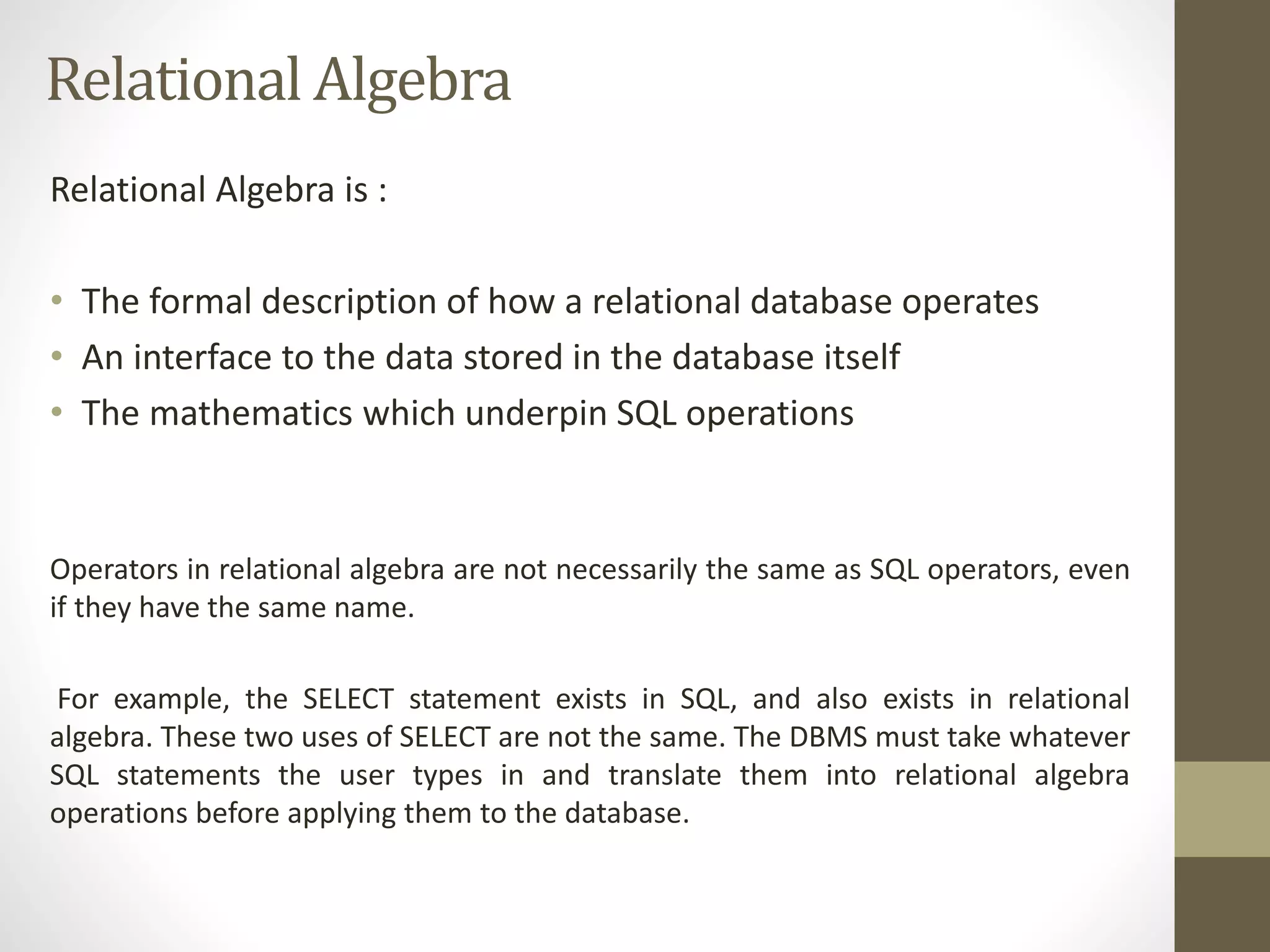 Relational algebra calculus | PPT Relational algebra calculus | PPT