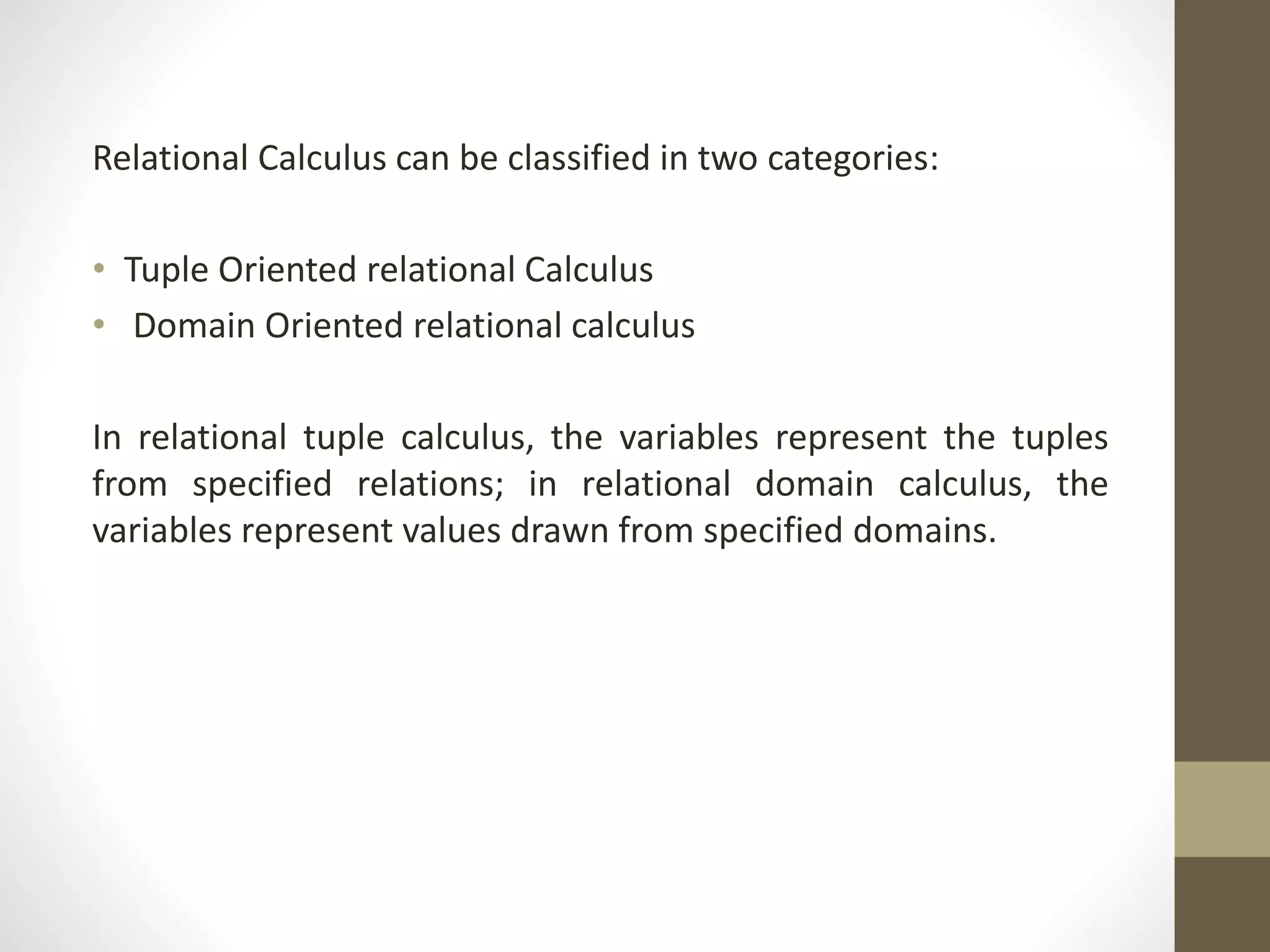 Relational algebra calculus | PPT