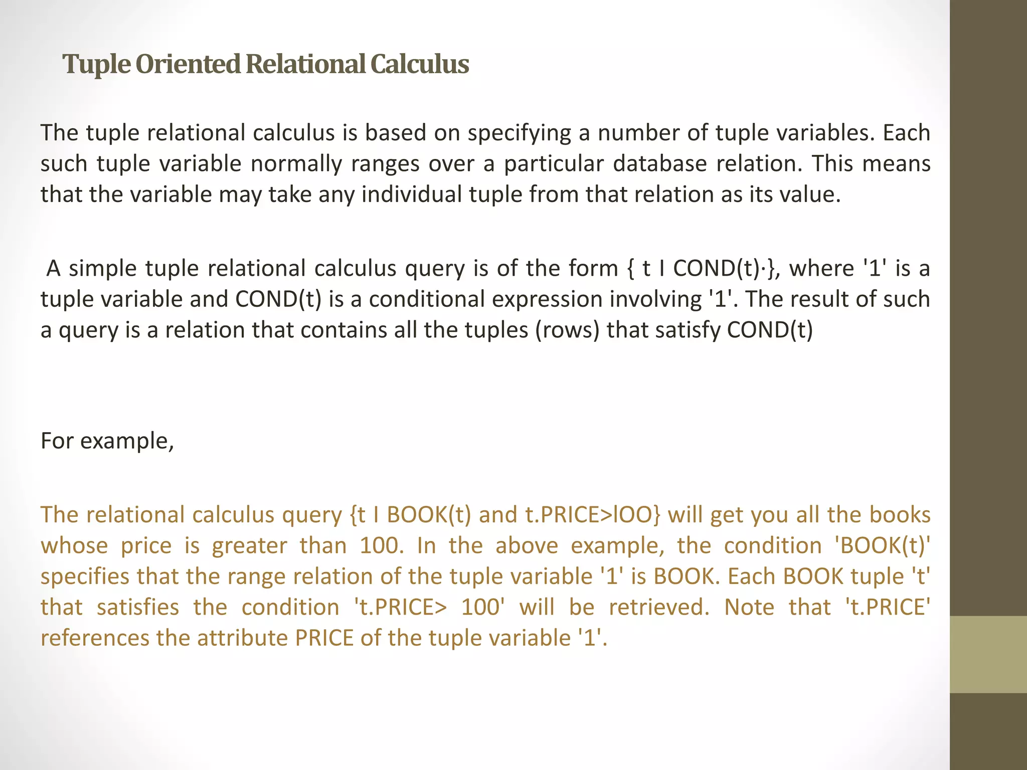 Relational algebra calculus | PPT Relational algebra calculus | PPT