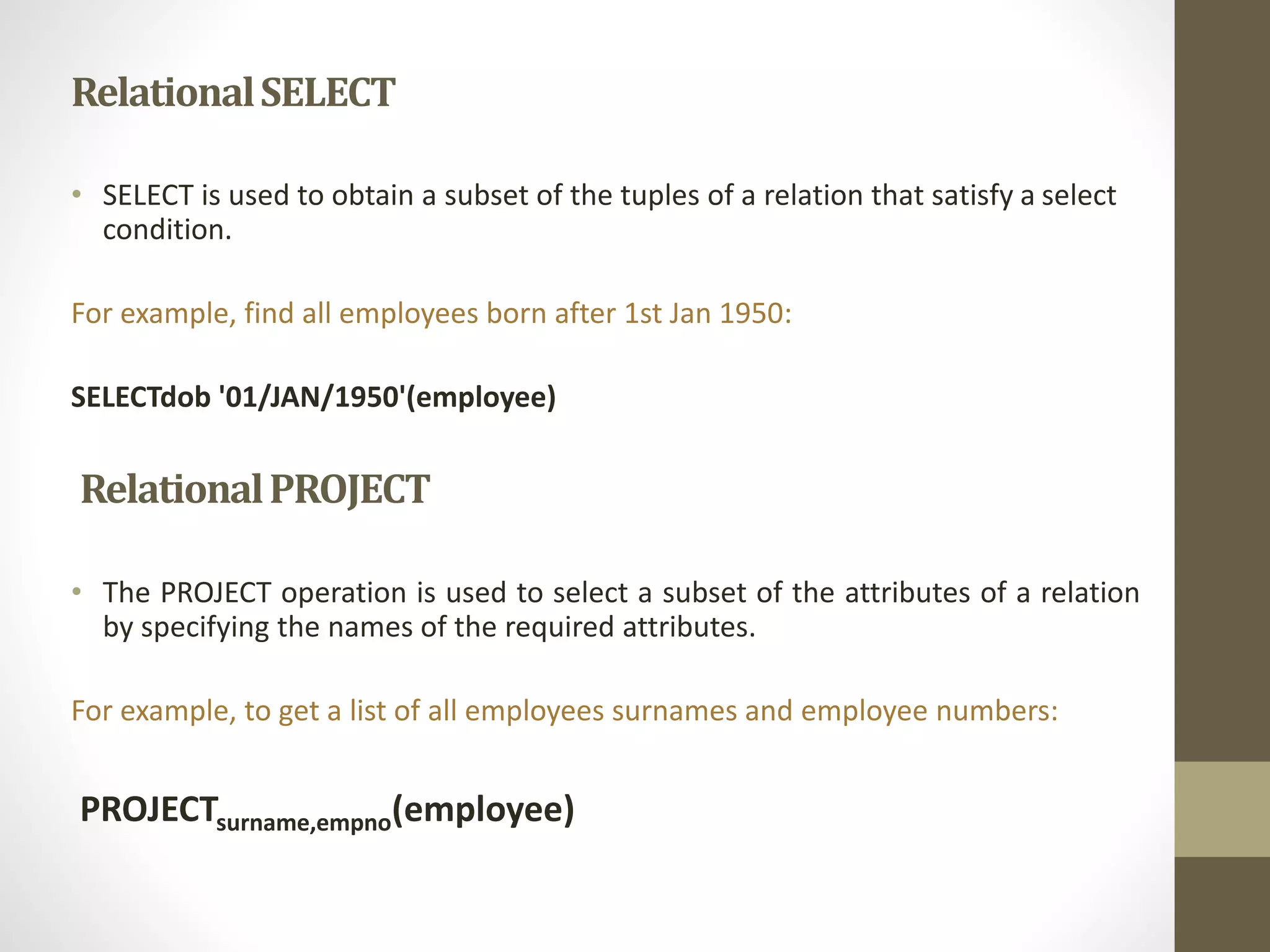 Relational algebra calculus | PPT