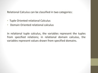 Relational algebra calculus | PPT