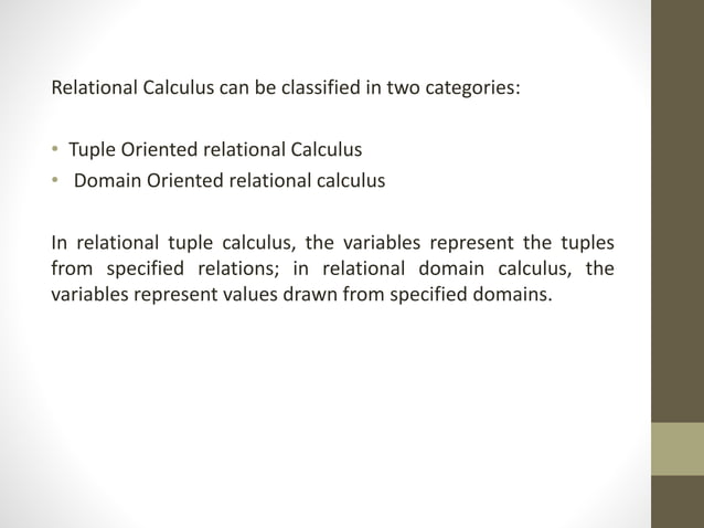 Relational algebra calculus | PPT