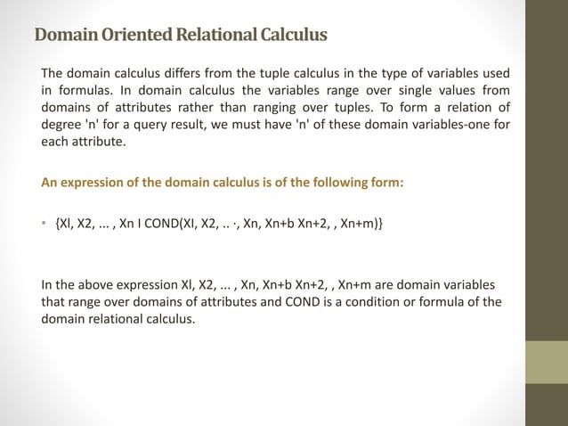Relational algebra calculus | PPT