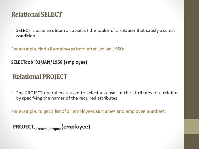 Relational algebra calculus | PPT