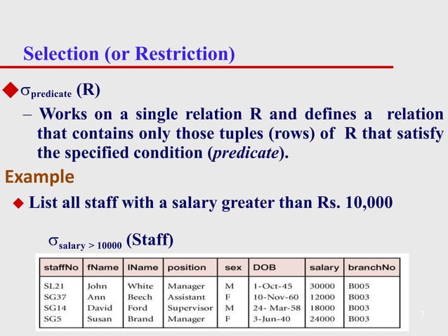 Relational algebra dbms (2130703) - 160920107003 | PPT