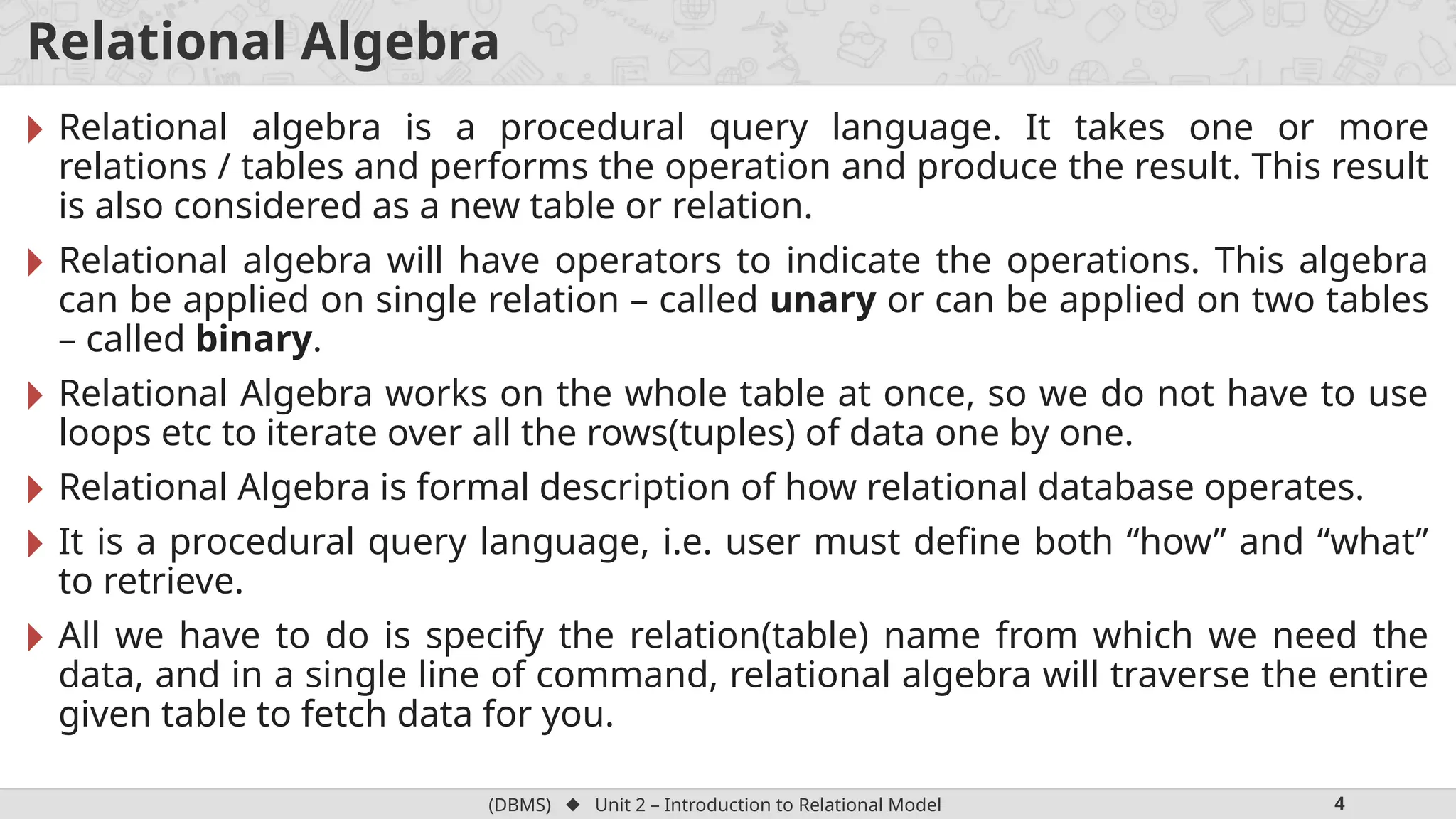 DBMS -Relational Algebra Presentation pp | PPTX