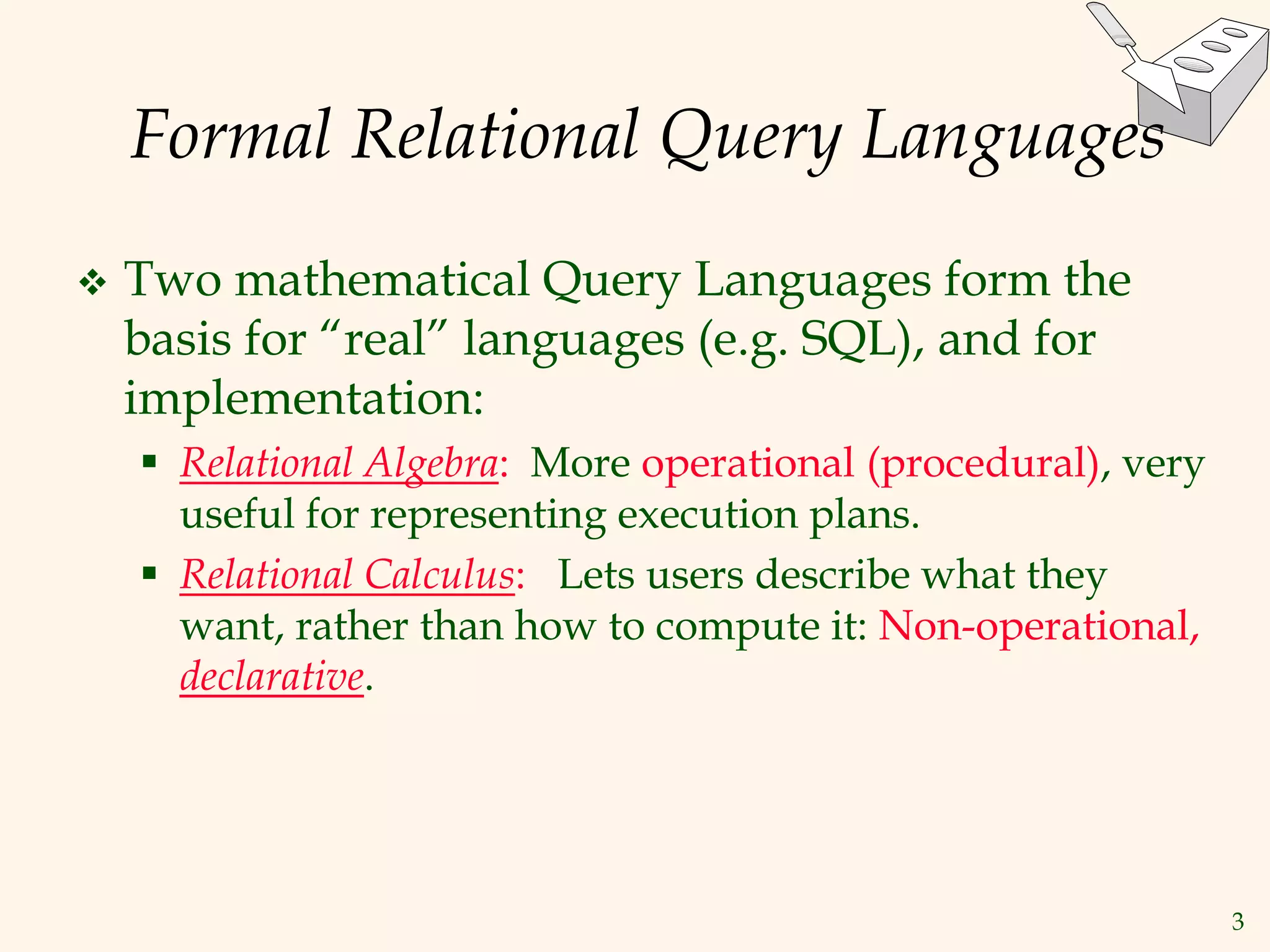 Relational Algebra and Calculus.ppt | Databases | Computer Software and Applications