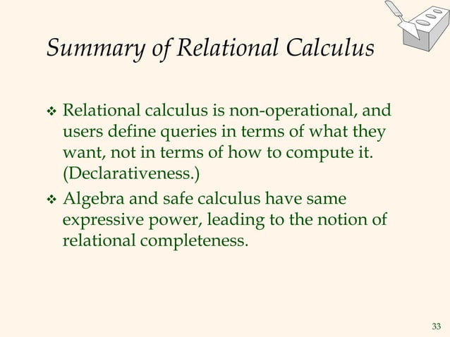 Relational Algebra and Calculus.ppt | Databases | Computer Software and Applications