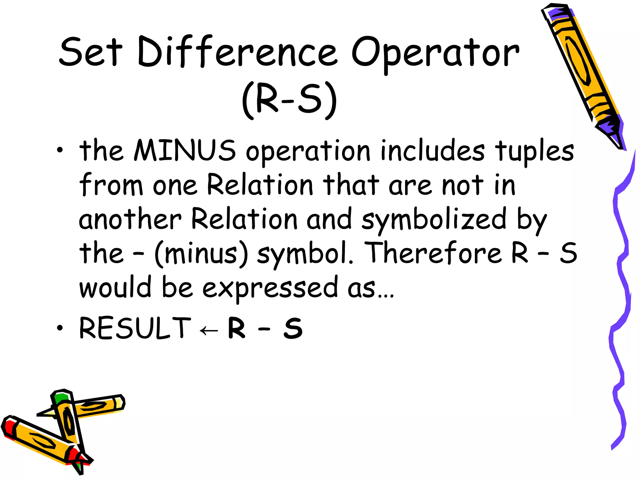 Relational algebra in dbms | PPT