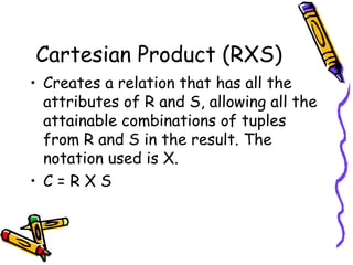 Relational algebra in dbms | PPT