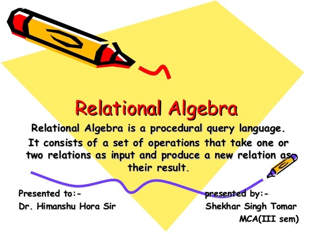 Relational algebra in dbms