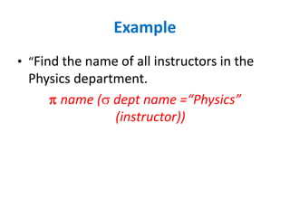 Relational algebra in dbms | PDF