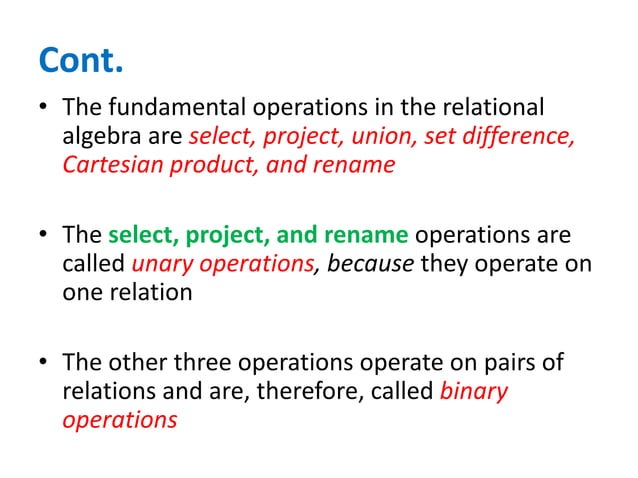 Relational algebra in dbms | PDF | Databases | Computer Software and ...