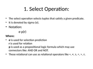 Relational Algebra in DBMS 2025 power point | PPT
