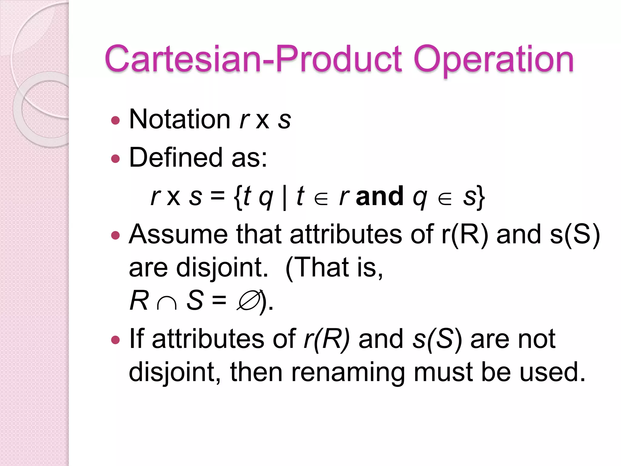 Relational algebra operations | PPT
