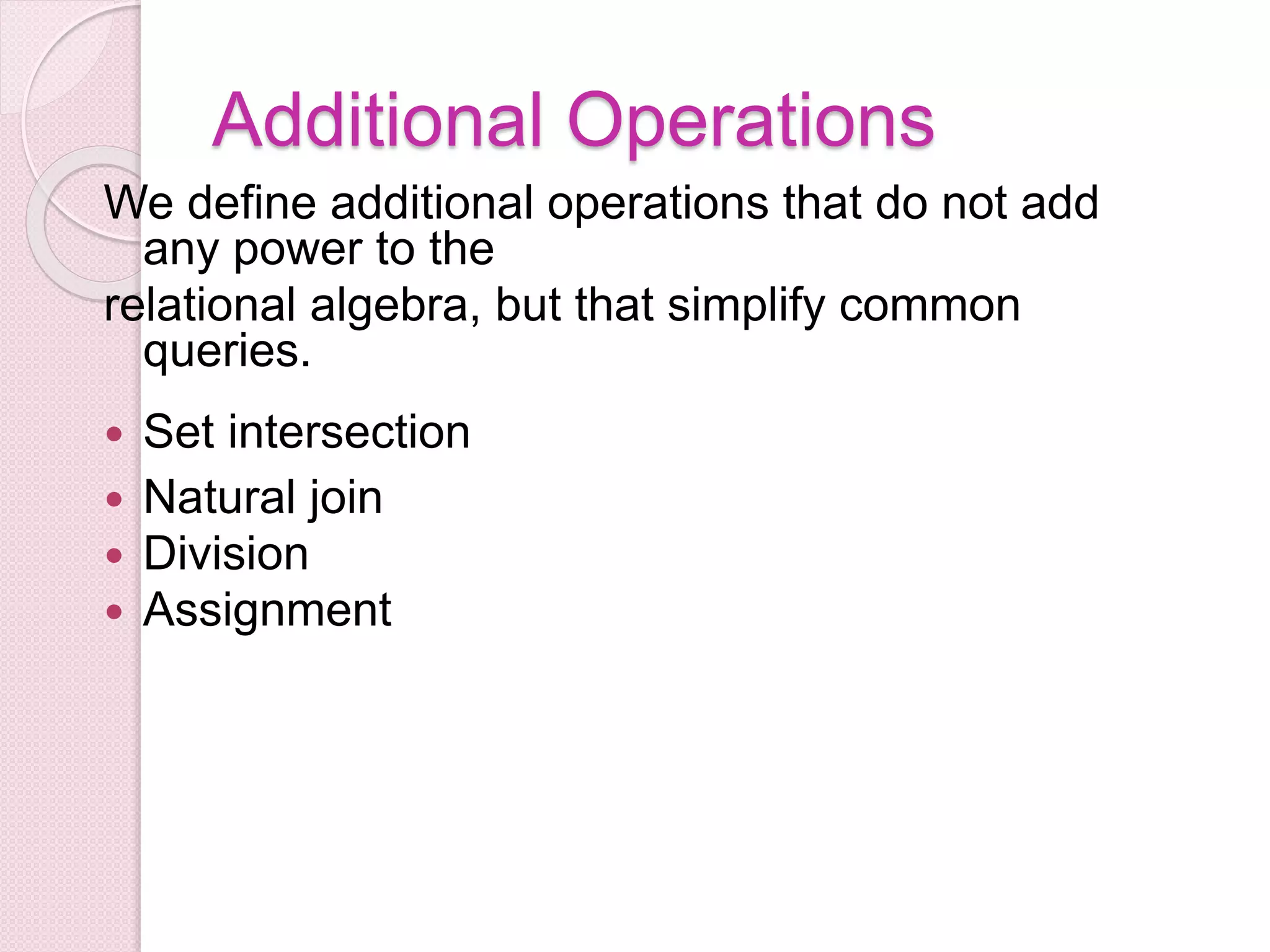 Relational algebra operations | PPT