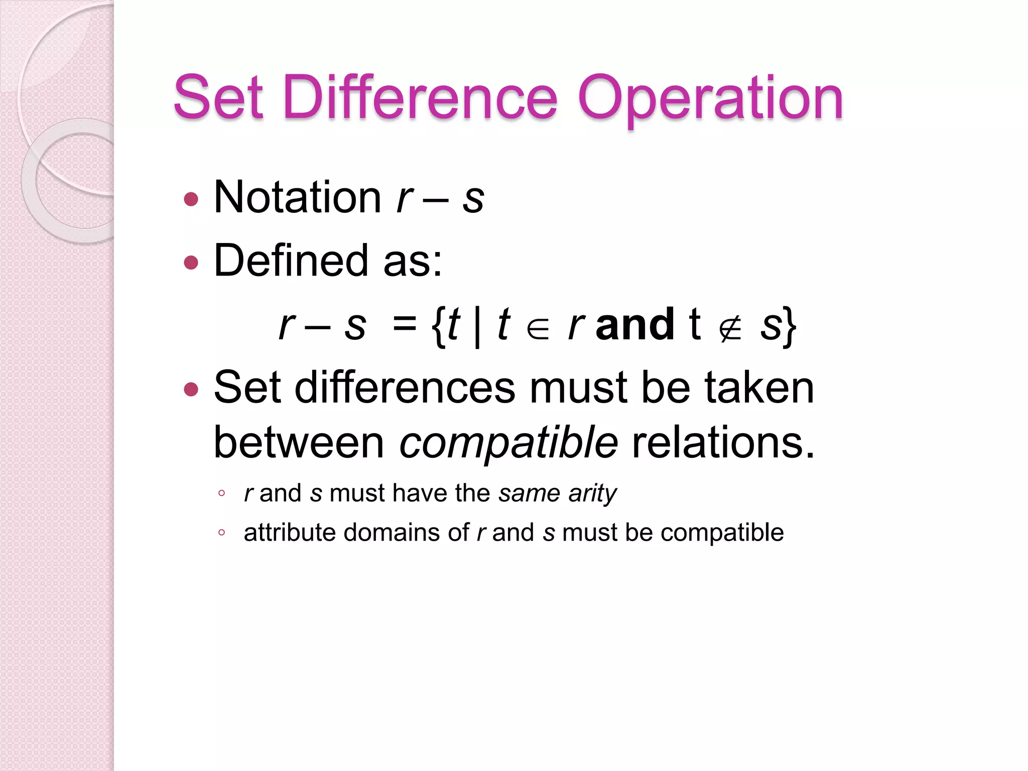 Relational algebra operations | PPT