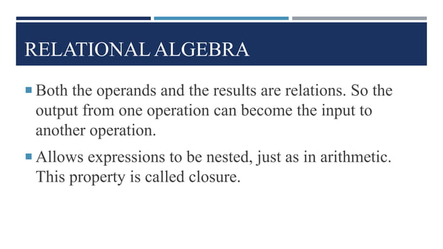Relational Algebra and it's Operations pptx | PPTX