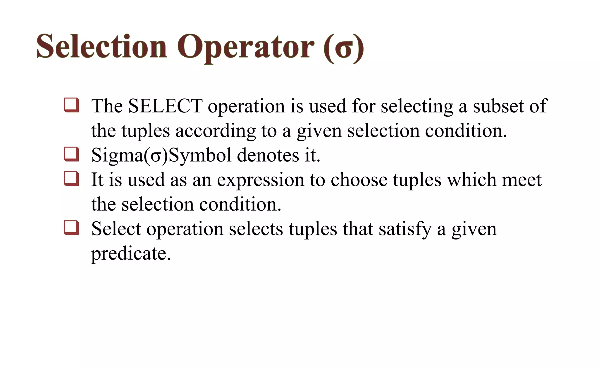 Relational algebra ppt | PPTX