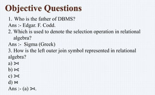 Relational algebra ppt | PPTX