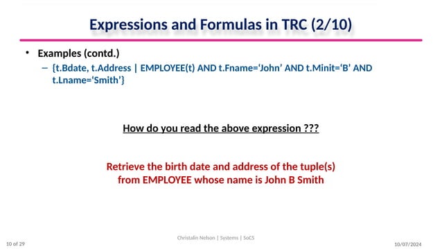 Relational Calculus In Database Management System Pptx