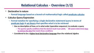 Relational Calculus in Database Management System | PPTX