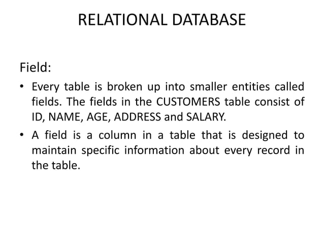 Relational Database Oracle Ppt