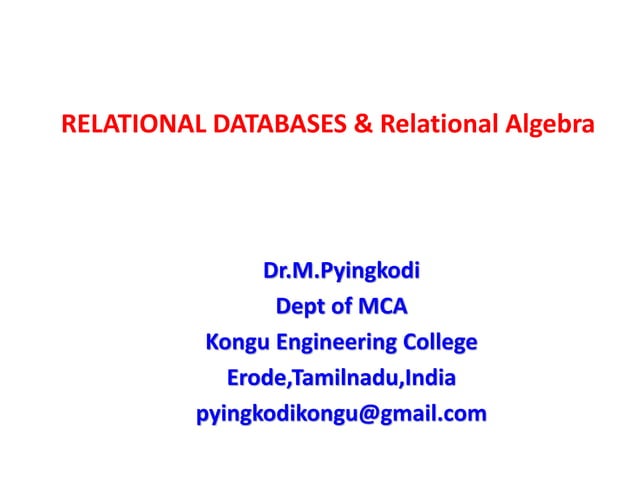 Relational Database and Relational Algebra | PDF | Databases | Computer Software and Applications