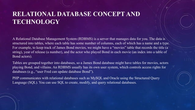 Relational database concept and technology | PPTX | Databases | Computer Software and Applications