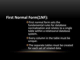Relational database design unit(v) | PPT
