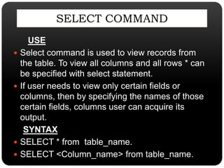 Commands of DML in SQL | PPTX