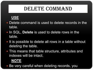 Commands of DML in SQL | PPTX