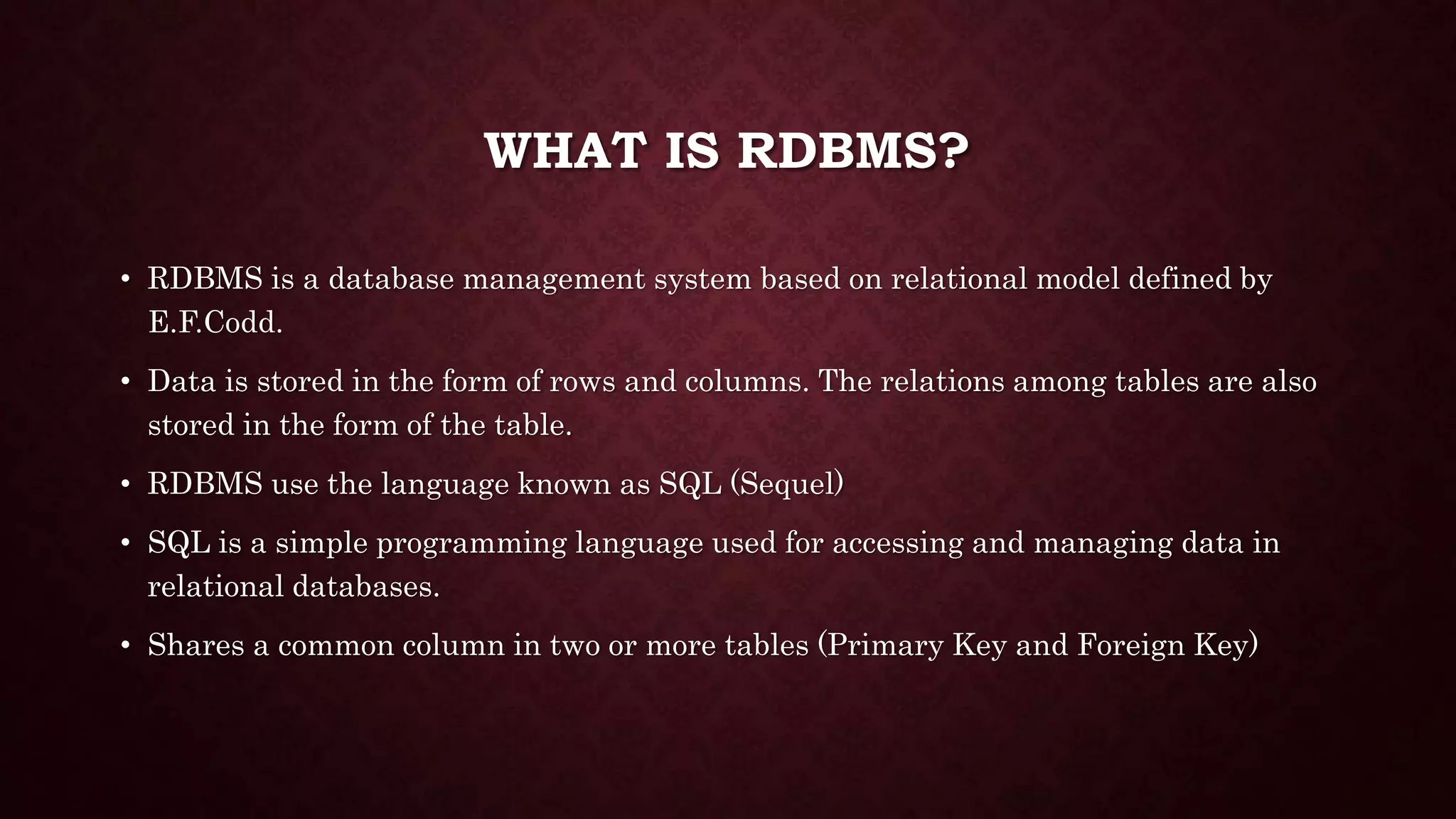 Relational Database Management System | PPTX