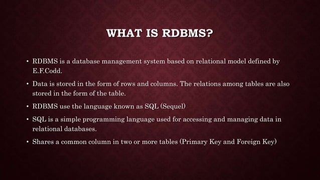 Relational Database Management System | PPTX