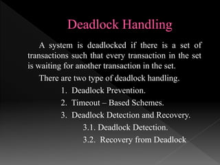Transaction Management - Deadlock Handling | PPT