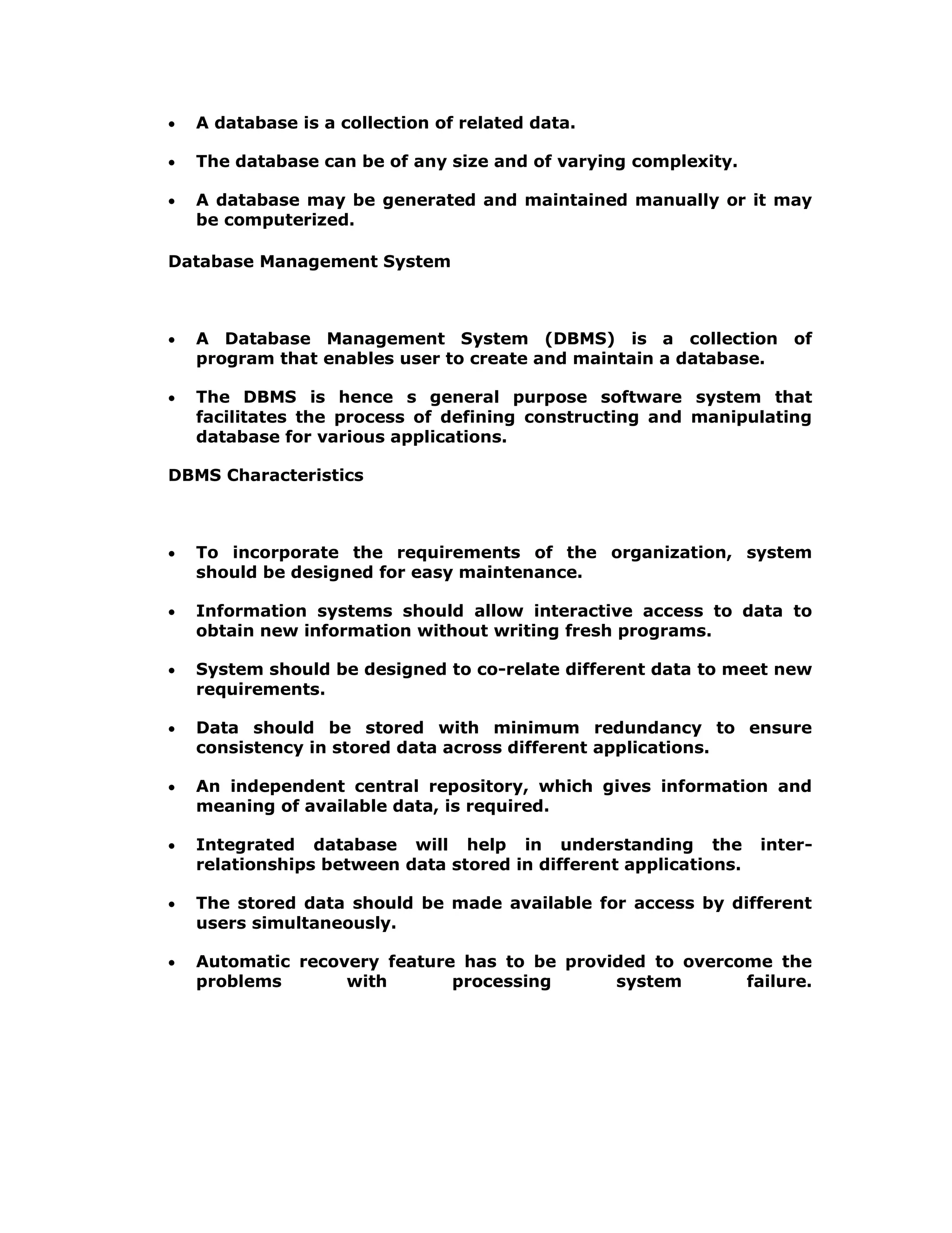 Relational data base management system (Unit 1) | PDF